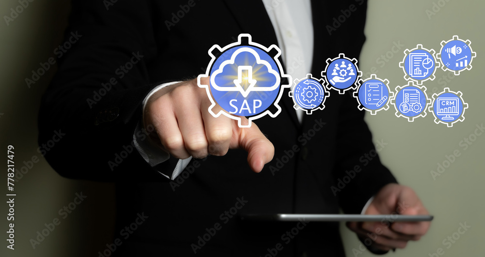 Concept of SAP or ERP enterprise resource planning system, business ...