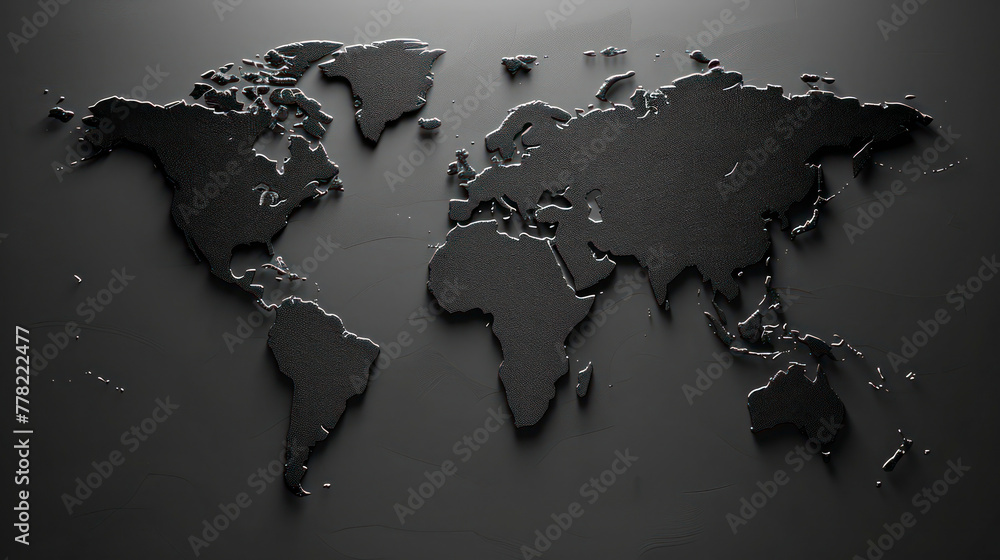 Black and white world map outline Stock Illustration | Adobe Stock