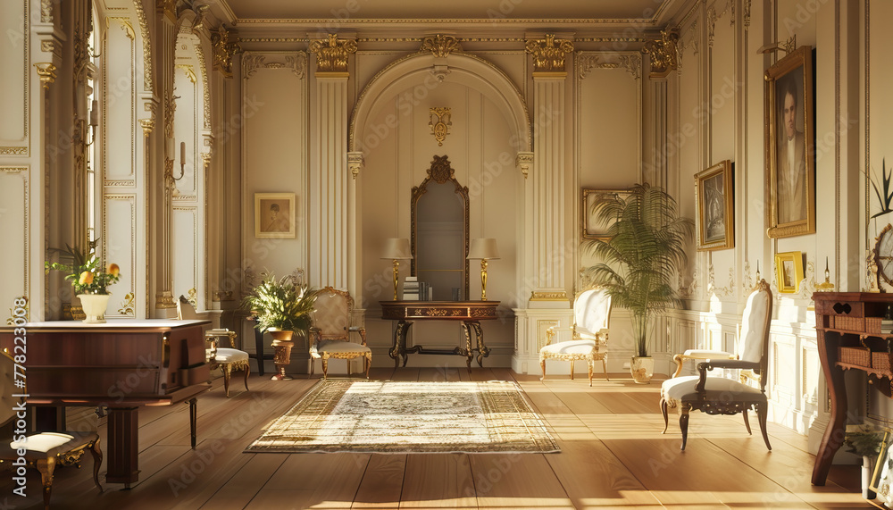 Historical Drama Manor: A grand manor house set with period furniture ...