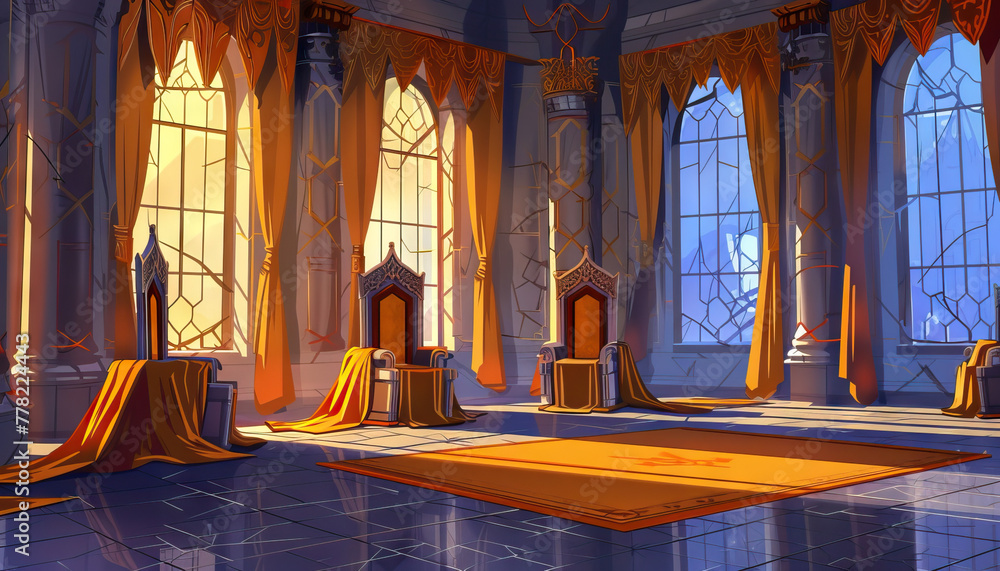 Fantasy Kingdom Throne Room: A fantasy throne room set with regal ...