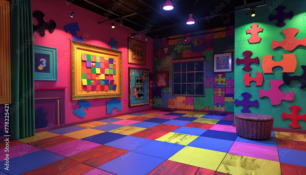 Mystery Puzzle Room: A puzzle-themed room set with clues, puzzles, and ...
