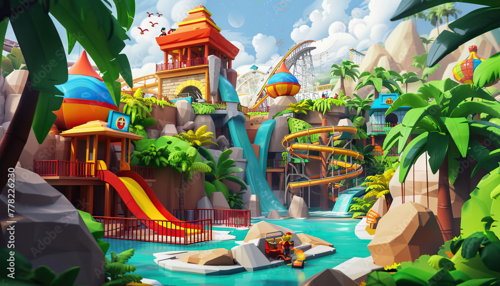 Adventure Theme Park: A theme park set with rides, attractions, and ...