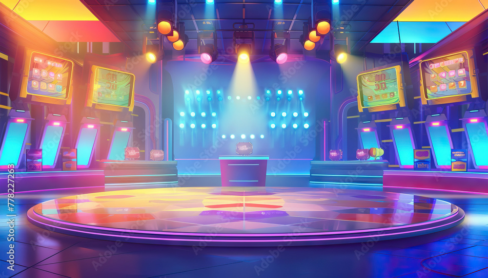 Interactive Game Show Arena: A game show arena set with interactive ...