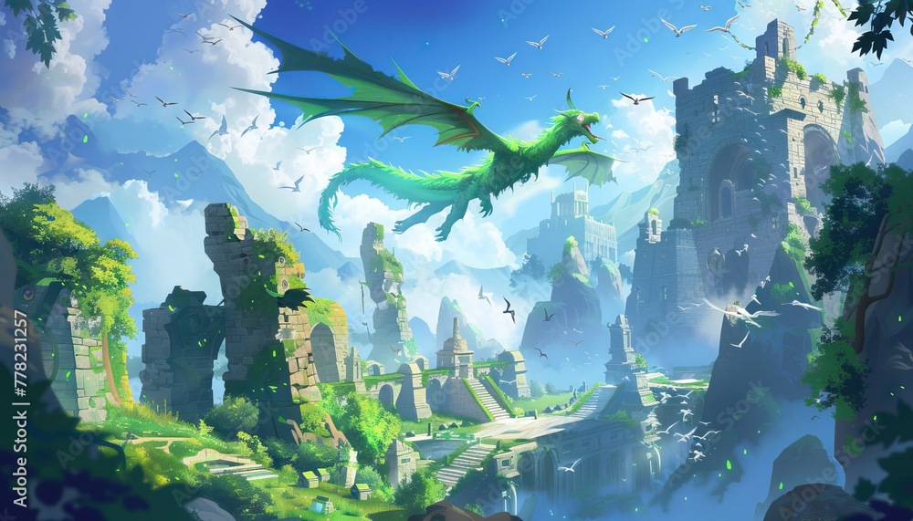 Mythological Realm A mythical realm set with mythical creatures ...