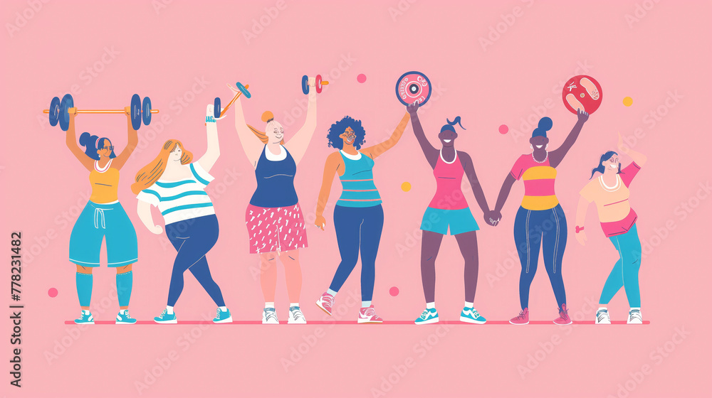 Inclusive Fitness Class, Diverse Individuals of Various Body Shapes and ...