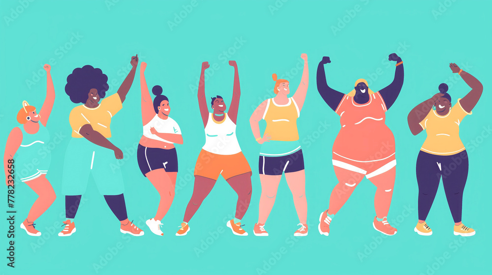 Inclusive Fitness Class, Diverse Individuals of Various Body Shapes and ...