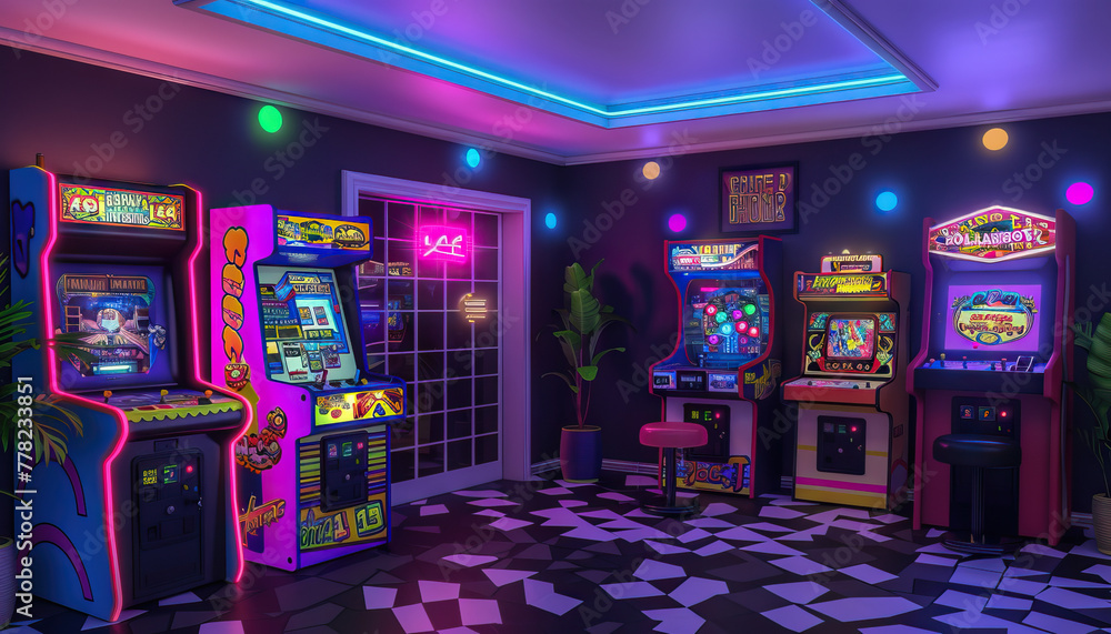 Retro Gaming Arcade: An arcade-themed set with vintage arcade games ...