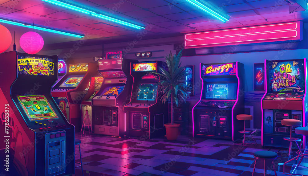 Retro Gaming Arcade: An arcade-themed set with vintage arcade games ...