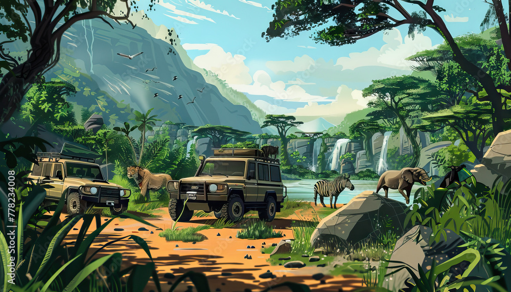 Wildlife Safari Adventure: A safari-themed set with safari vehicles ...