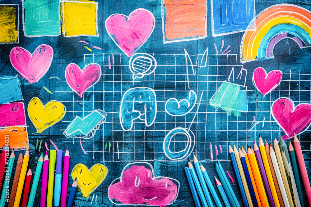 School backgrounds. Book, stationery, books, hand and pencil. Set of ...