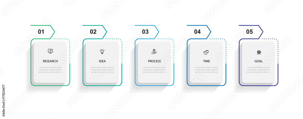 Design business template infographic vector element with 5 step layout ...