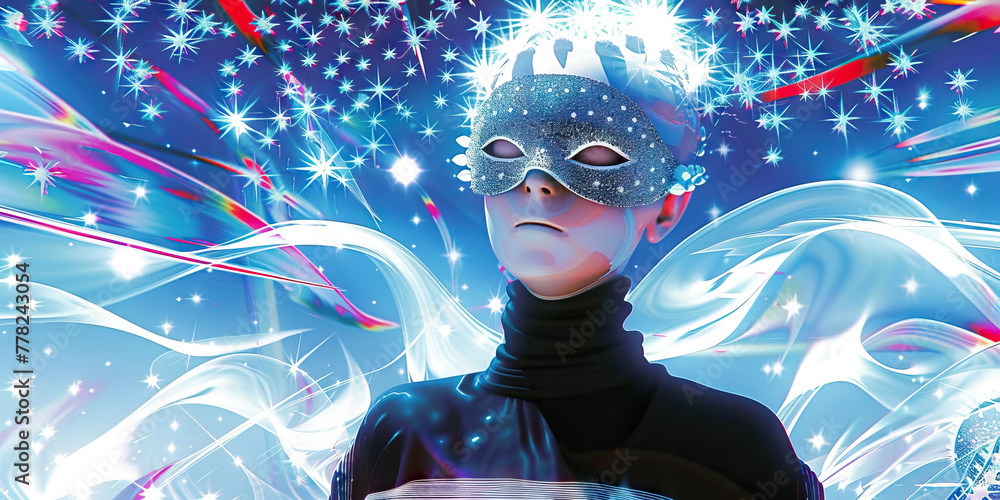 Mystical Masquerade: An Artistic Rendition of a Masked Figure, Adorned ...