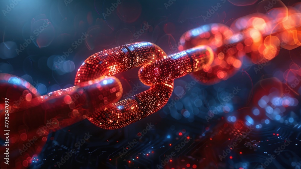 data integrity concept with broken chain on a digital background ...