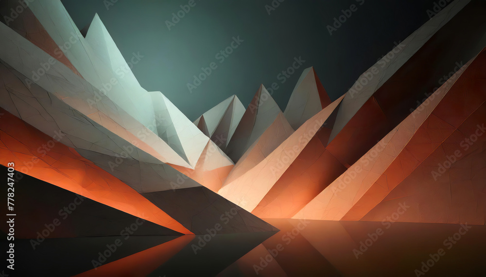 The sharp geometric shapes rise and fall in a rhythmic pattern ...