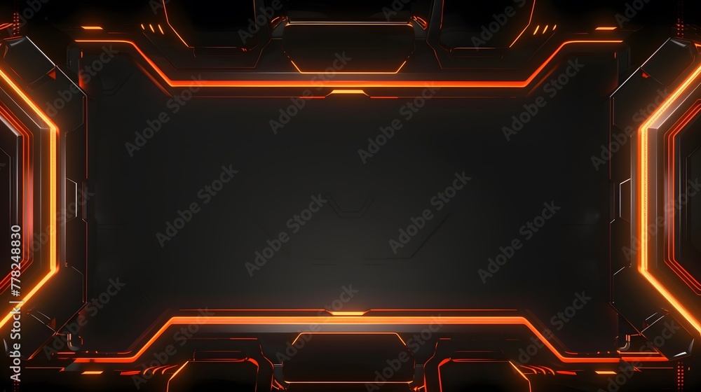 Minimalist black and orange live stream overlay video screen interface ...