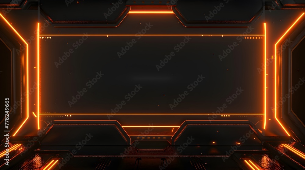 Cutting-edge black and orange live stream overlay video screen ...
