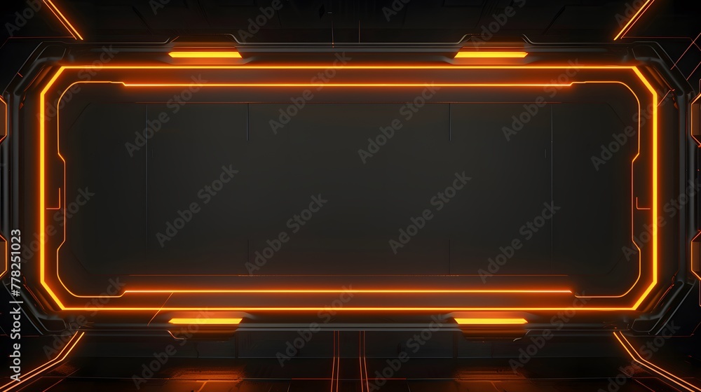 Edgy black and orange live stream overlay video screen interface frame ...