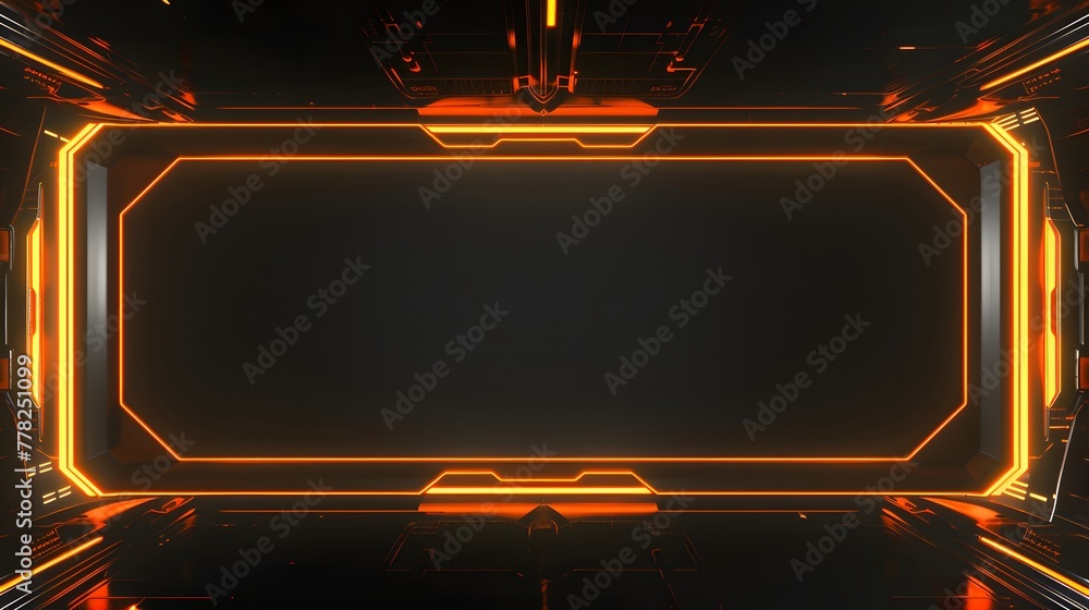 Cutting-edge black and orange live stream overlay video screen ...