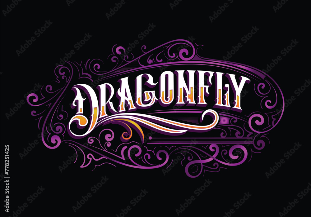 DRAGONFLY lettering custom template design Stock Vector | Adobe Stock