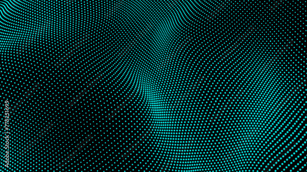 Abstract dynamic dots with black background connection network.Motion ...
