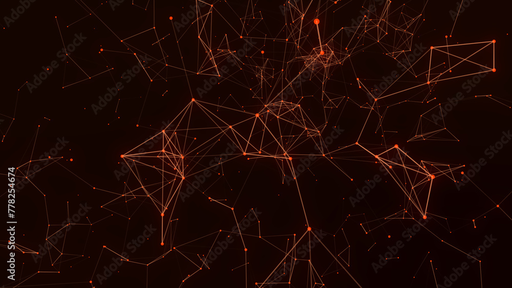 Abstract Plexus orange Geometrical Shapes. animation And Web Concept. Digital, Communication And ...