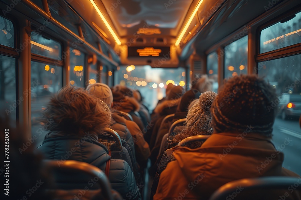 Tour Bus Sightseeing Tour bus filled with tourists exploring a city's ...