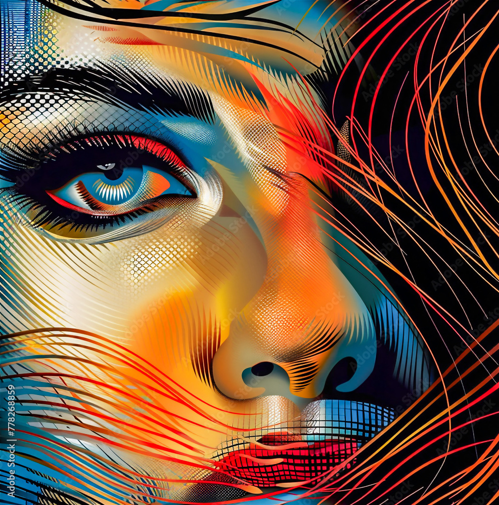 Opt Art Woman. Generated Image. A digital illustration of a beautiful ...