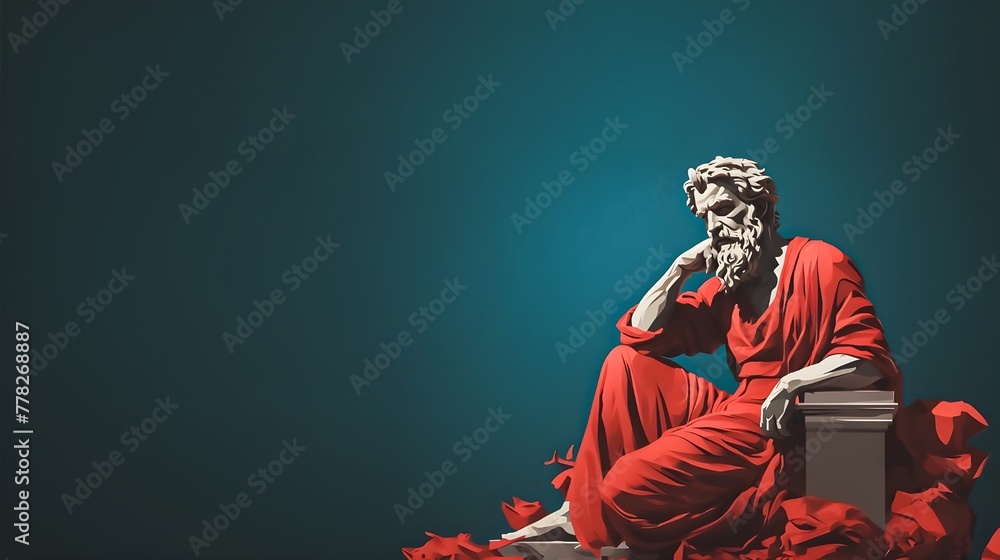 Stoic Greek Philosopher Thinking Man, Minimalist Vector Illustration ...