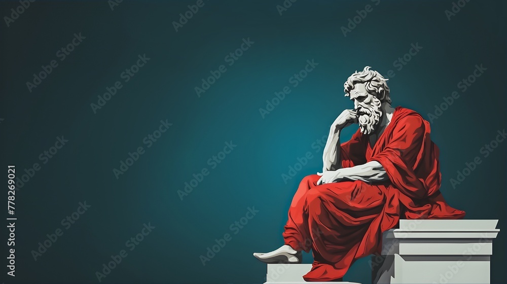 Stoic Greek Philosopher Thinking Man, Minimalist Vector Illustration ...