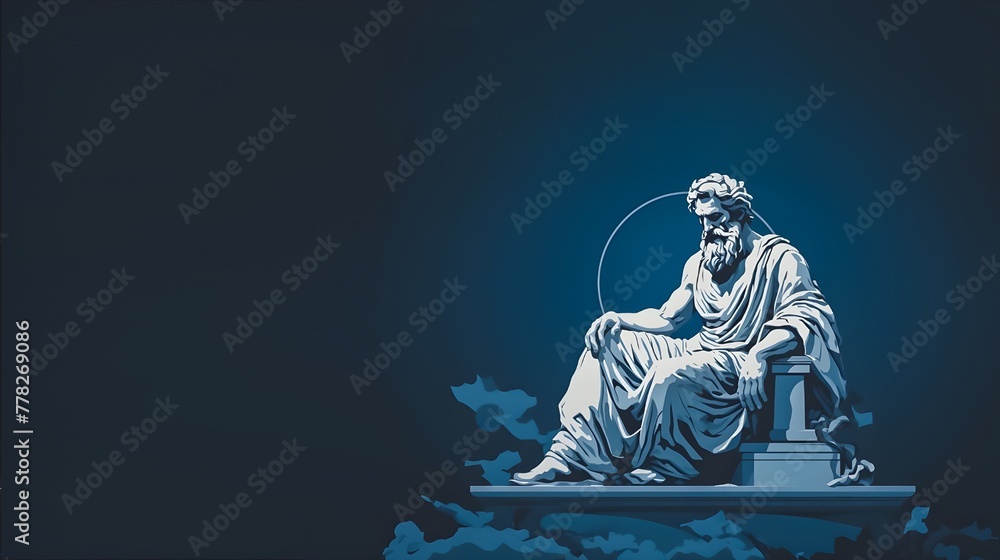 Stoic Greek Philosopher Thinking Man, Minimalist Vector Illustration ...