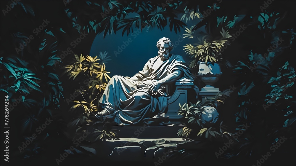 Stoic Greek Philosopher Thinking Man, Minimalist Vector Illustration ...