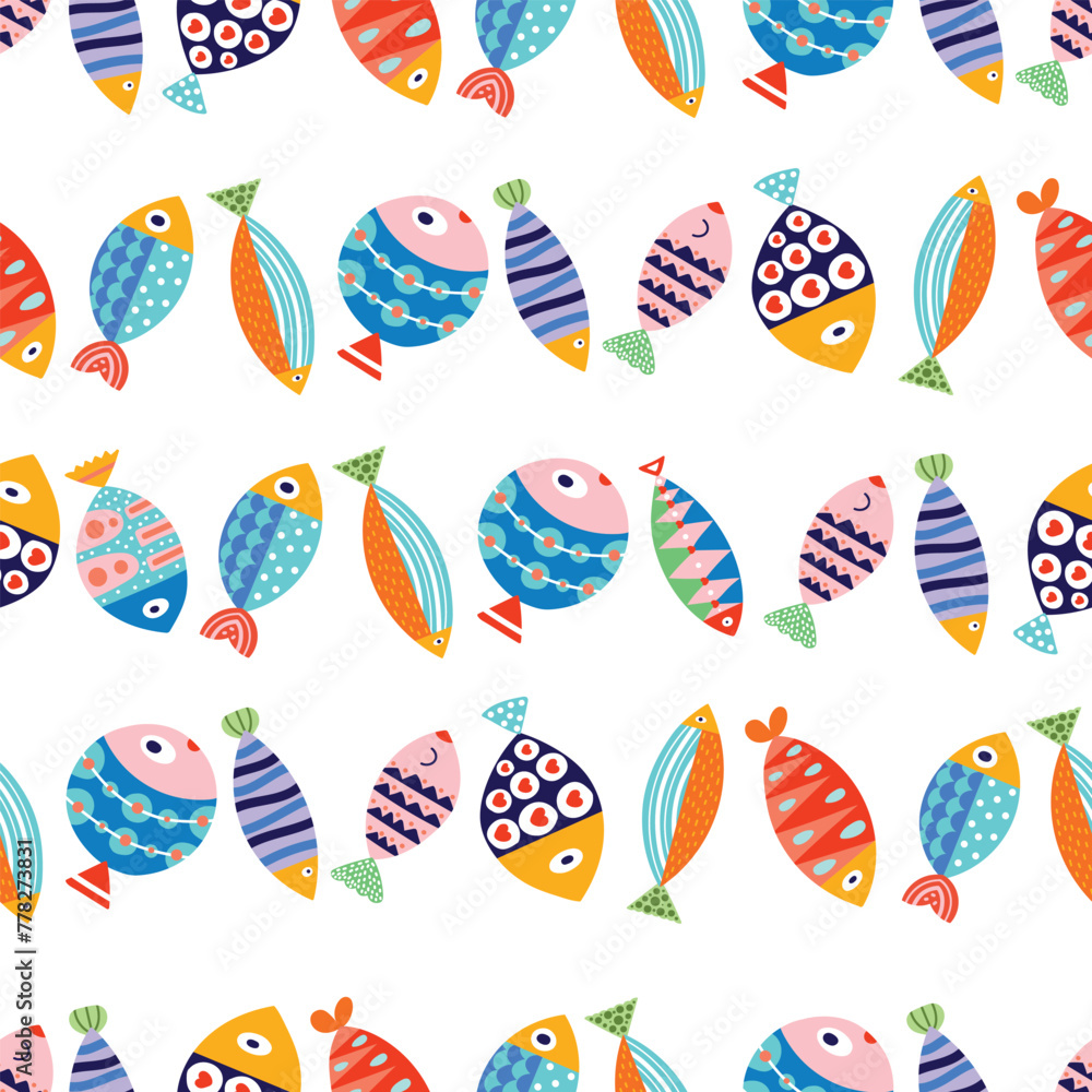 Cute fish. Kids background. Seamless pattern. Can be used in textile ...