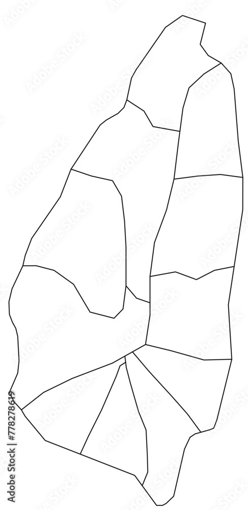 Outline of the map of Saint Lucia with regions Stock Vector | Adobe Stock
