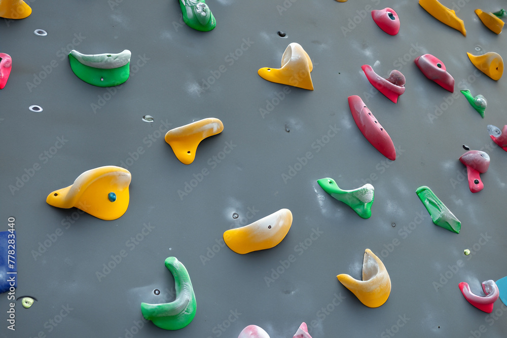 Climbing. Climbing wall. Street climbing wall close-up view with color ...