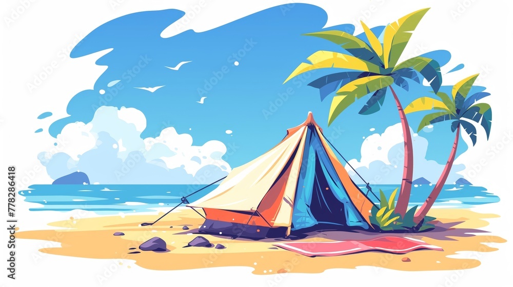 Beach tent clipart with a colorful canopy Stock Illustration | Adobe Stock