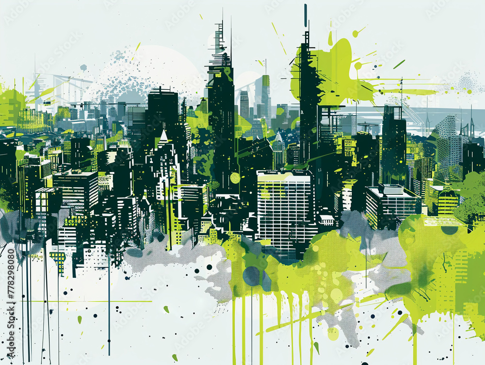 "Green Urban Planning" in a modern city grey featuring sleek and ...