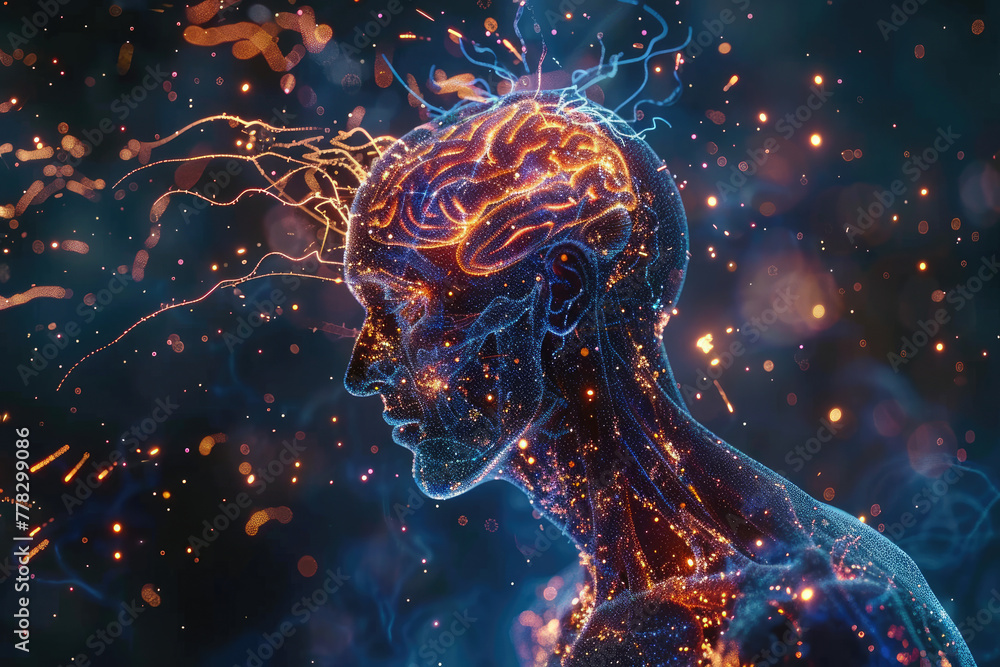 Realistic shot of An animated illustration showing the human body with ...