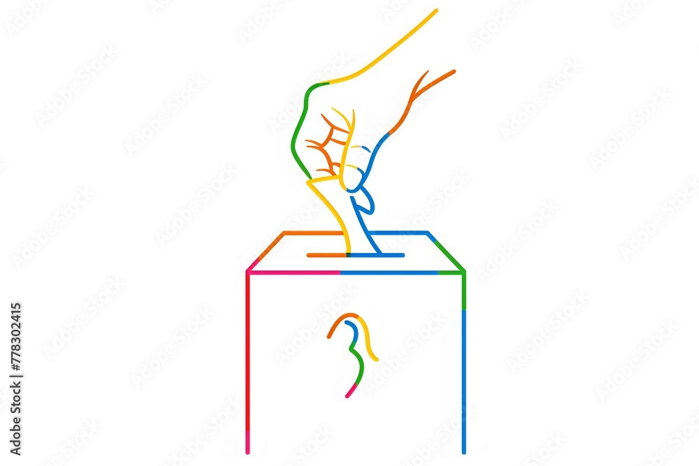 logo vector of hand casting its vote into ballot box, white background ...