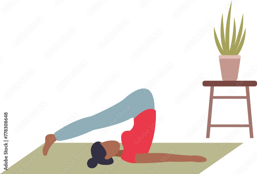 stretch body in yoga poses . Cartoon character doing asana figures and ...