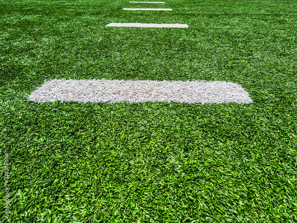 Football Field Turf. Bright green turf football field surface with ...