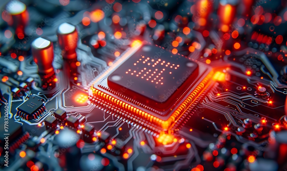 Quantum Computing, Futuristic System Integrating Processor, Circuitry ...