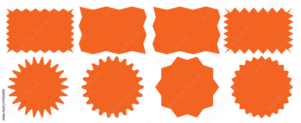 Zig zag edge rectangle shape collection. Jagged rectangular elements ...