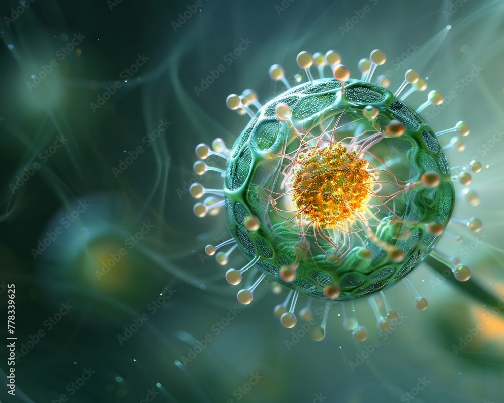 Zoomed into a single cell, showcasing photosynthesis in action Stock ...