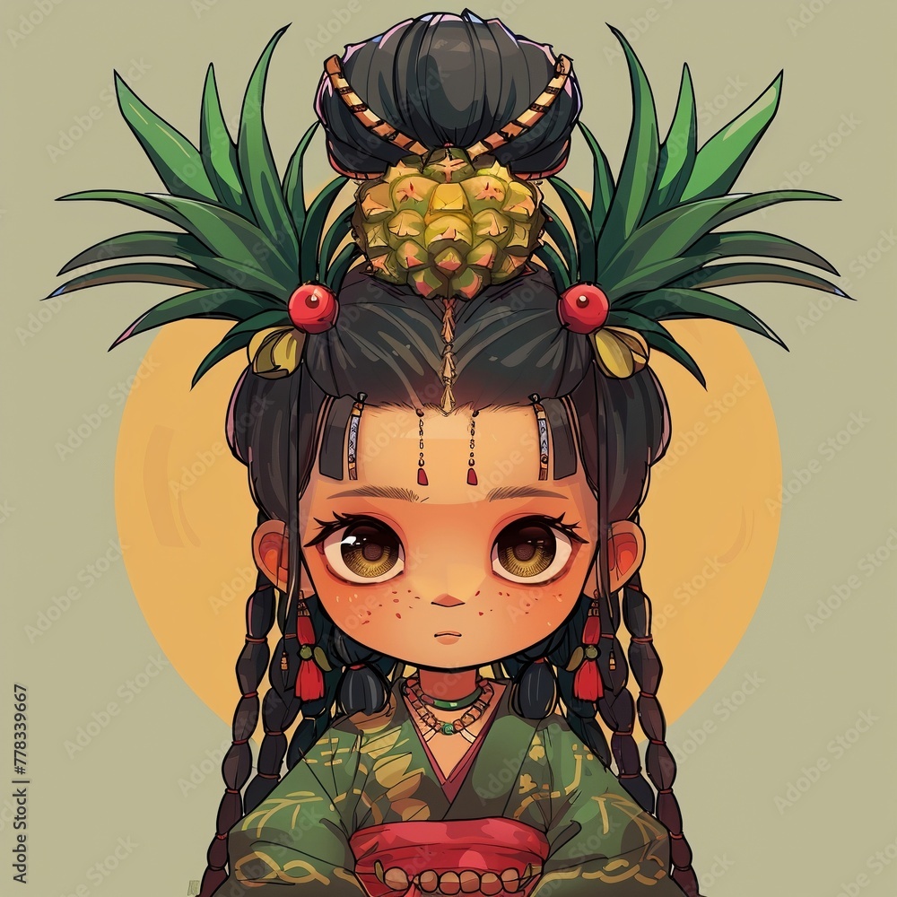 Aztec Empire, Com Tam, Pineapple Bun, wetland, chibi style , sci-fi ...