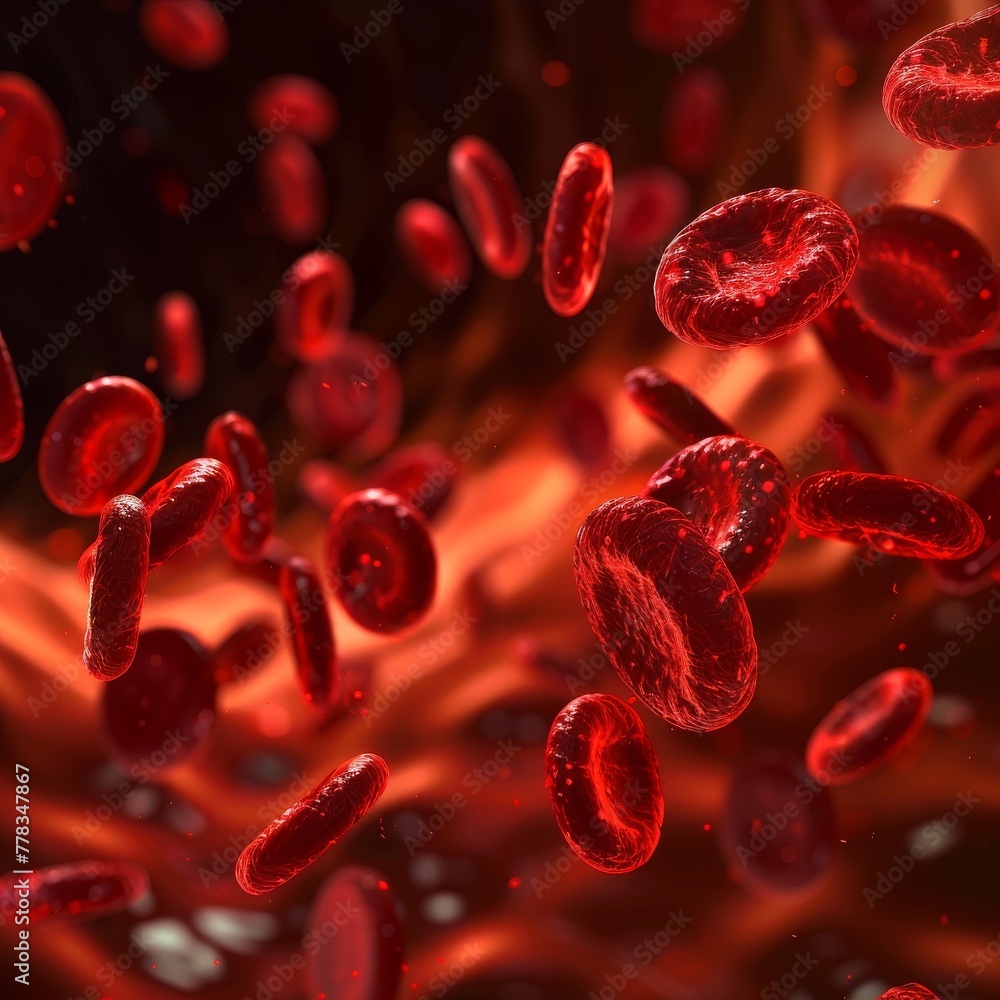 Red blood cells flowing dynamically, illustrating a vibrant lifeline ...