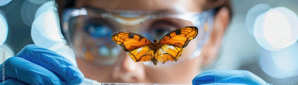 A scientist studying the metamorphosis of a genetically engineered ...