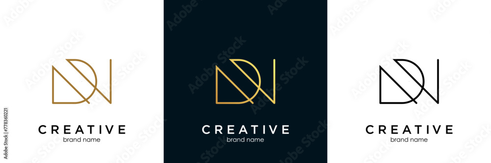 DN logo letter design on luxury background. ND logo monogram initials ...