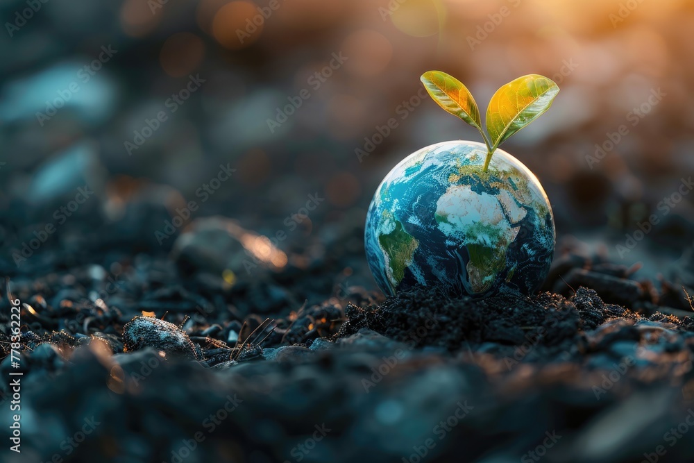 Globe, copy space, and earth day notion related to the global ...