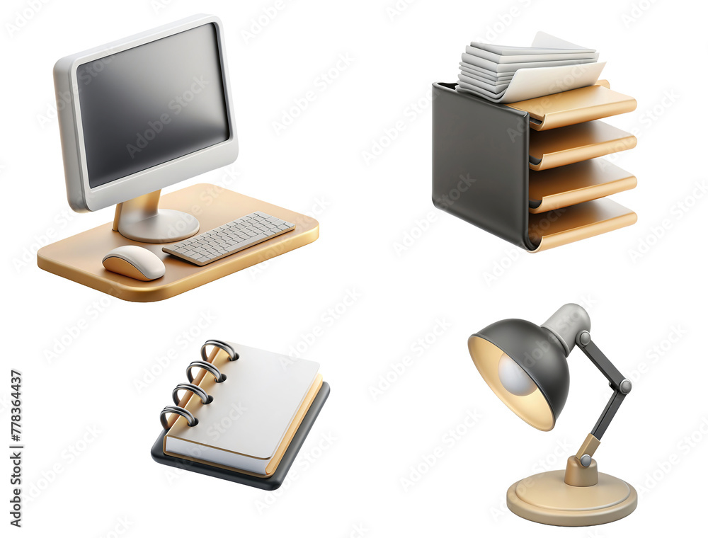 Icon set office design equipment. Equipment concept for office design ...
