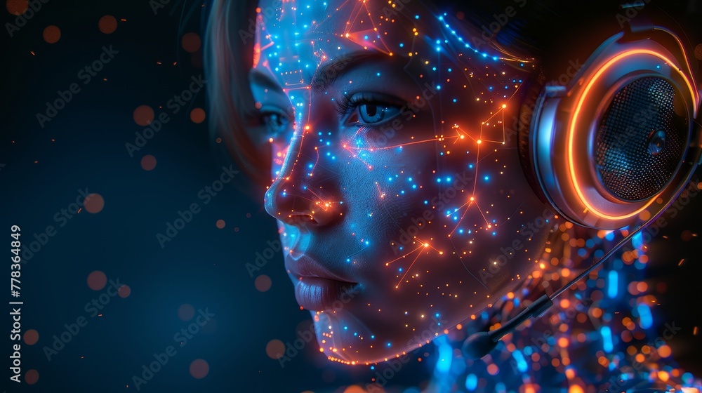 Chatbot avatar robot woman. Round icon of AI in image humanoid female ...